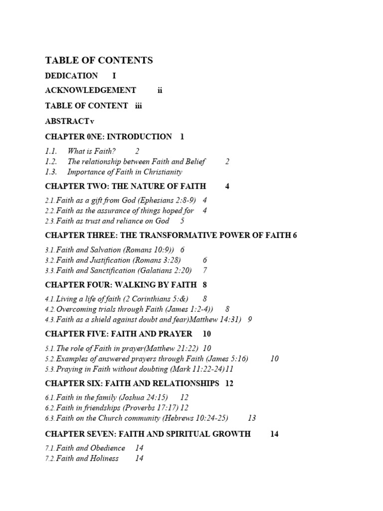 Table of Content | PDF | Faith | Epistle To The Romans