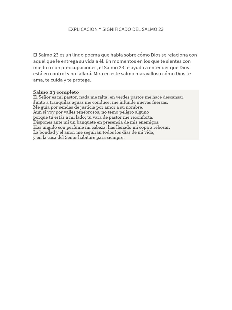 Explicacion y Significado Del Salmo 23 | PDF