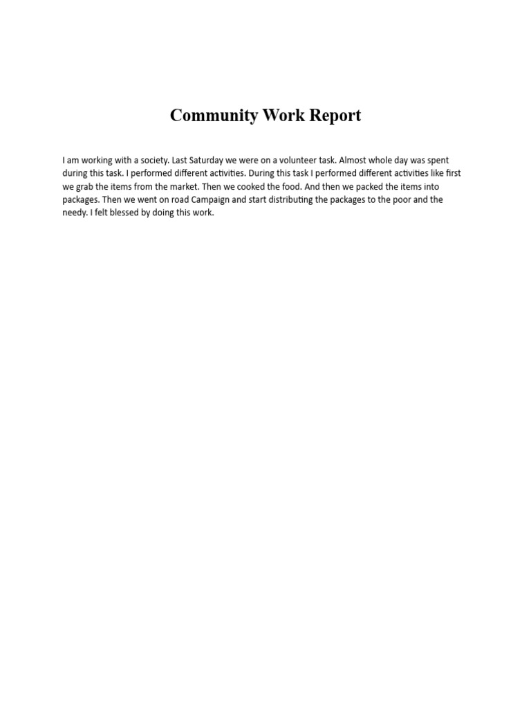 Community Work Report PDF | PDF