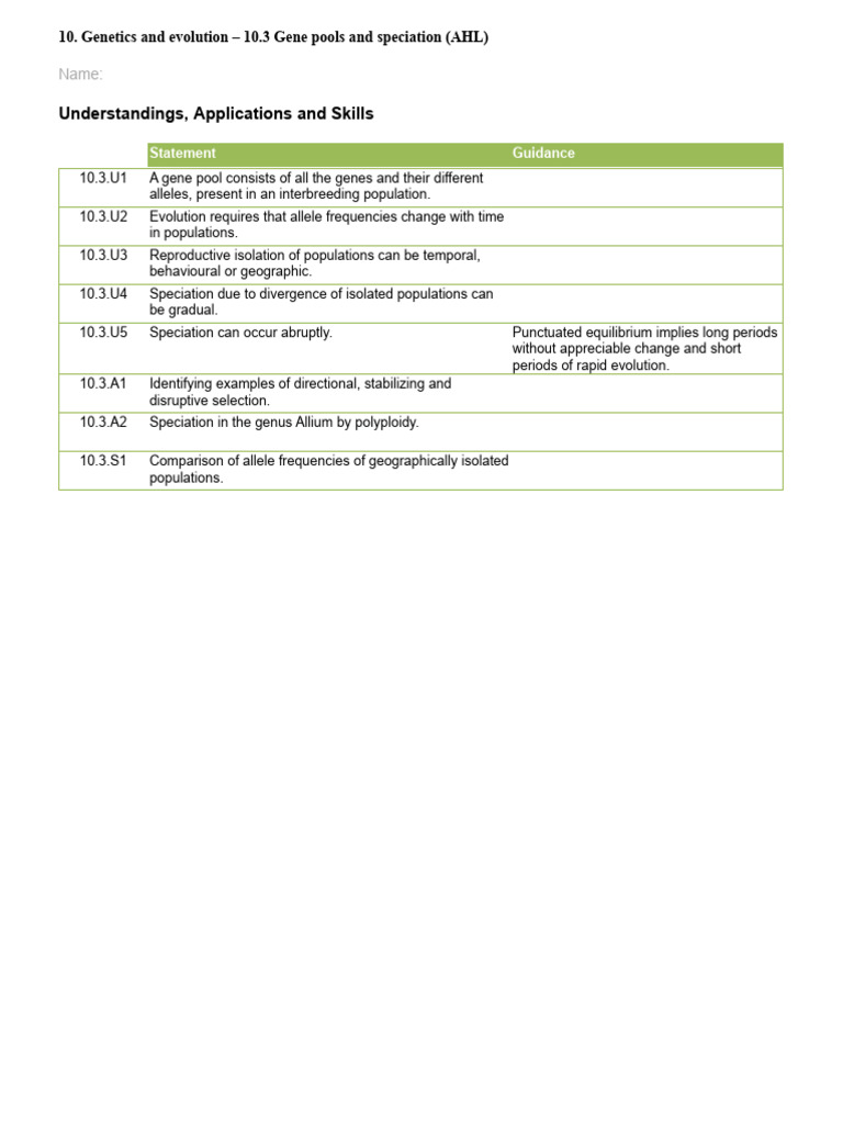 10.3 Gene Pools and Speciation | PDF | Evolution | Population Genetics