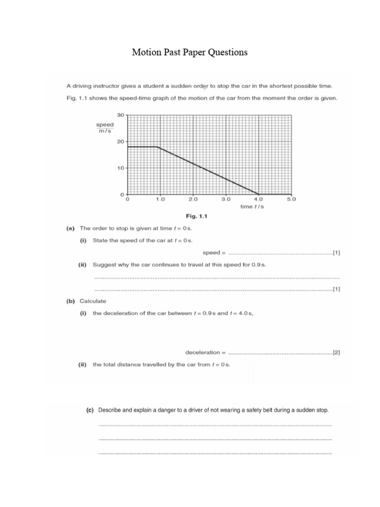 Cie Igcse Physics 0625 Motion Past Paper Questions | PDF Cie Igcse Physics 0625 Motion Past Paper Questions | PDF