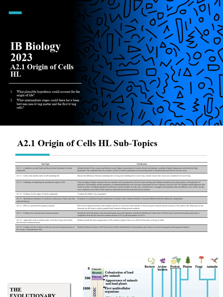 A2.1 Origin of Cells HL (Autosaved) | PDF | Rna | Abiogenesis
