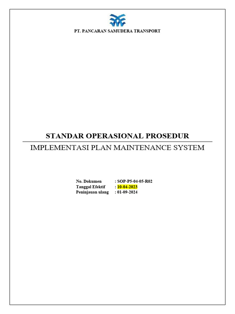 SOP-P5-04-05-R02 Implementasi PMS Amended | PDF | Teknologi & Rekayasa