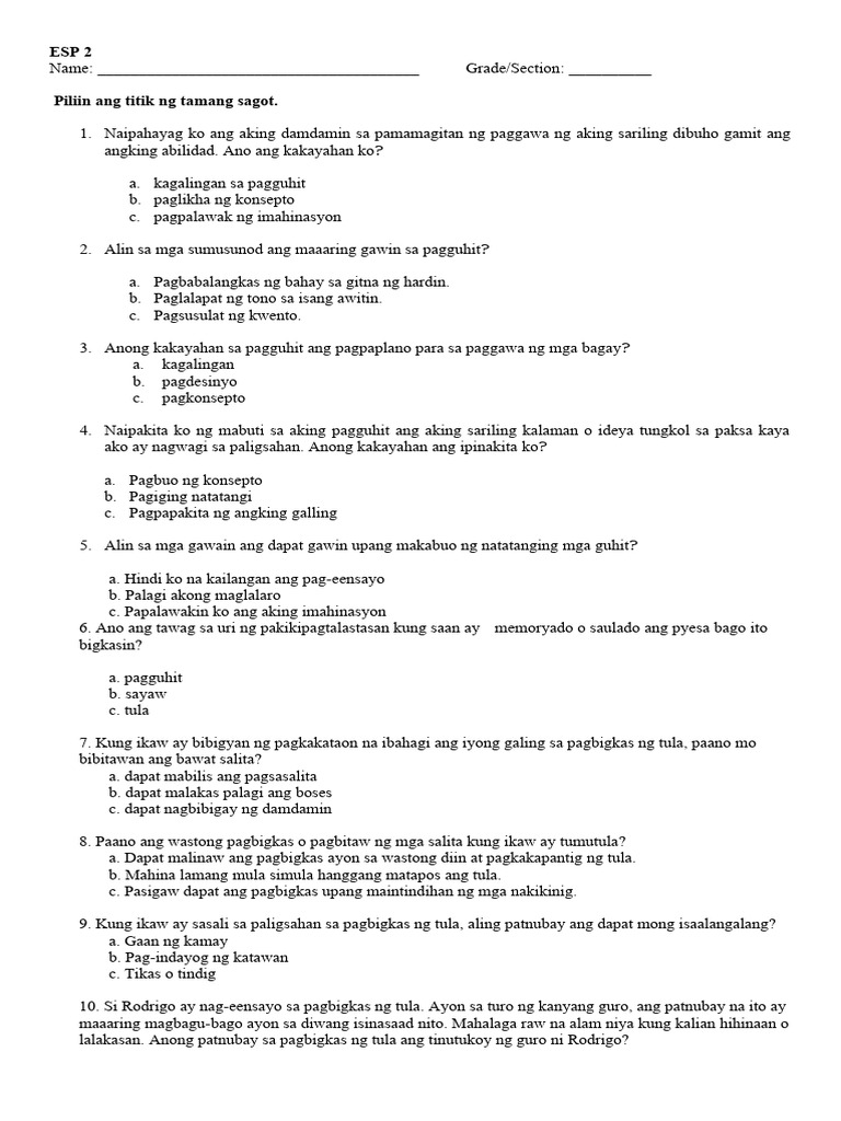 ESP ST1 Q1 Ver2 | PDF