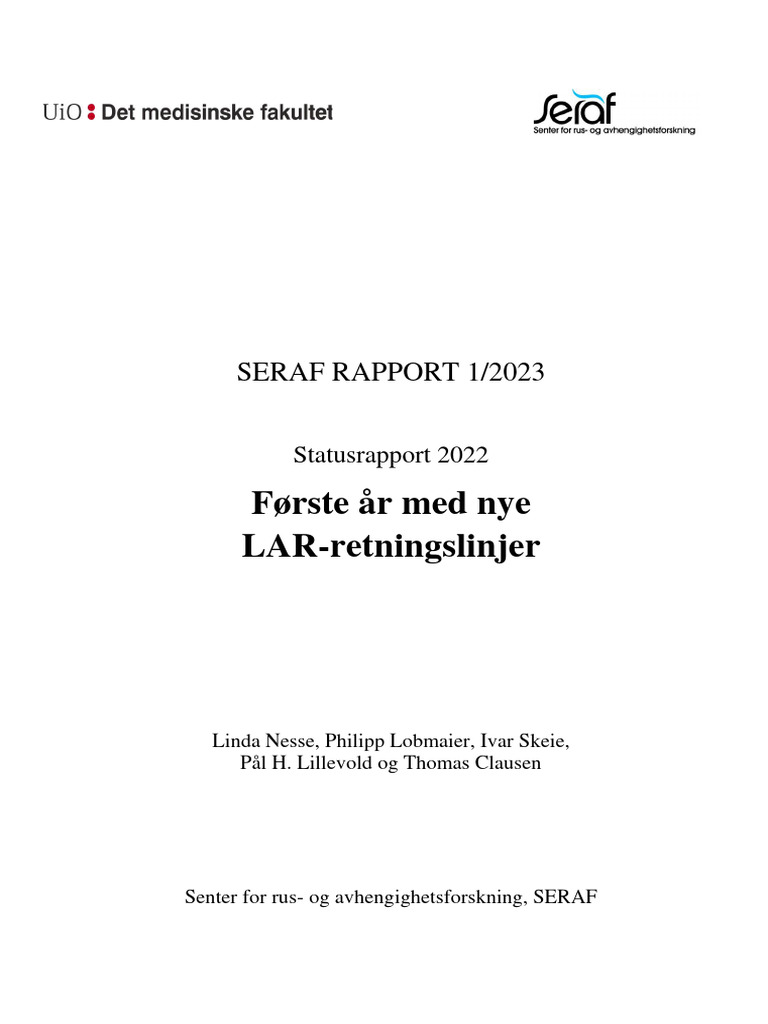 Seraf Rapport NR 1 2023 Statusrapport 2022 | PDF