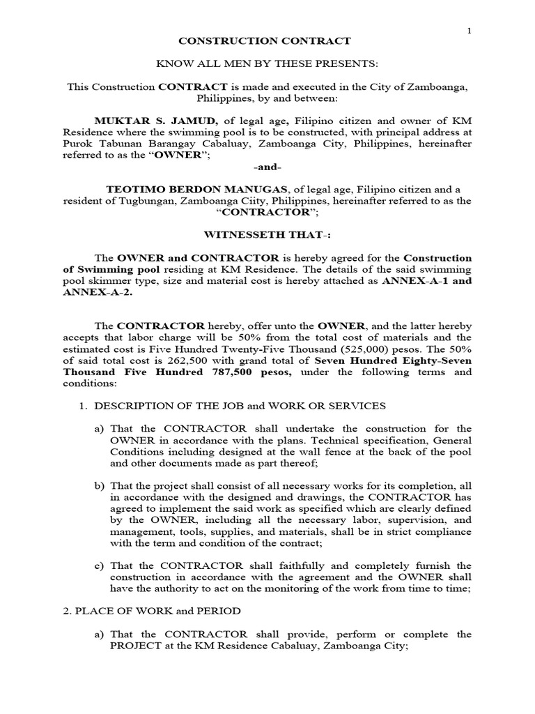 Constrction-CONTRACT-mhukz Jamud | PDF | Common Law | Private Law