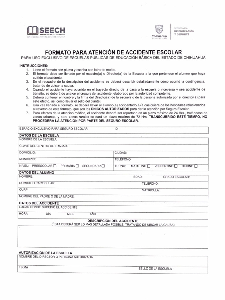 Formato Del Seguro Escolar | PDF