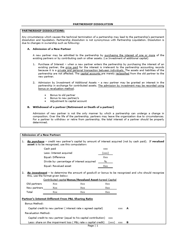 Partnership Dissolution - Learning Material | PDF | Debits And Credits | Partnership