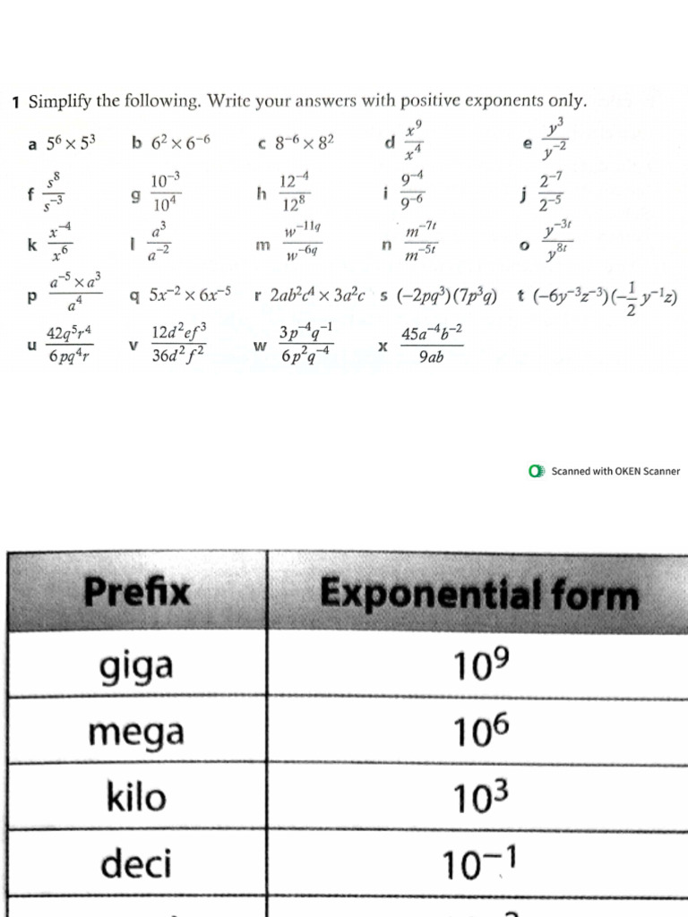 MYP 3 Math Exponents | PDF