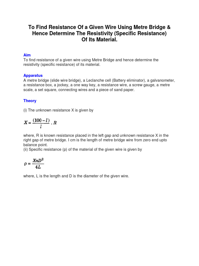 Physics Practical | PDF | Electrical Resistance And Conductance | Wire