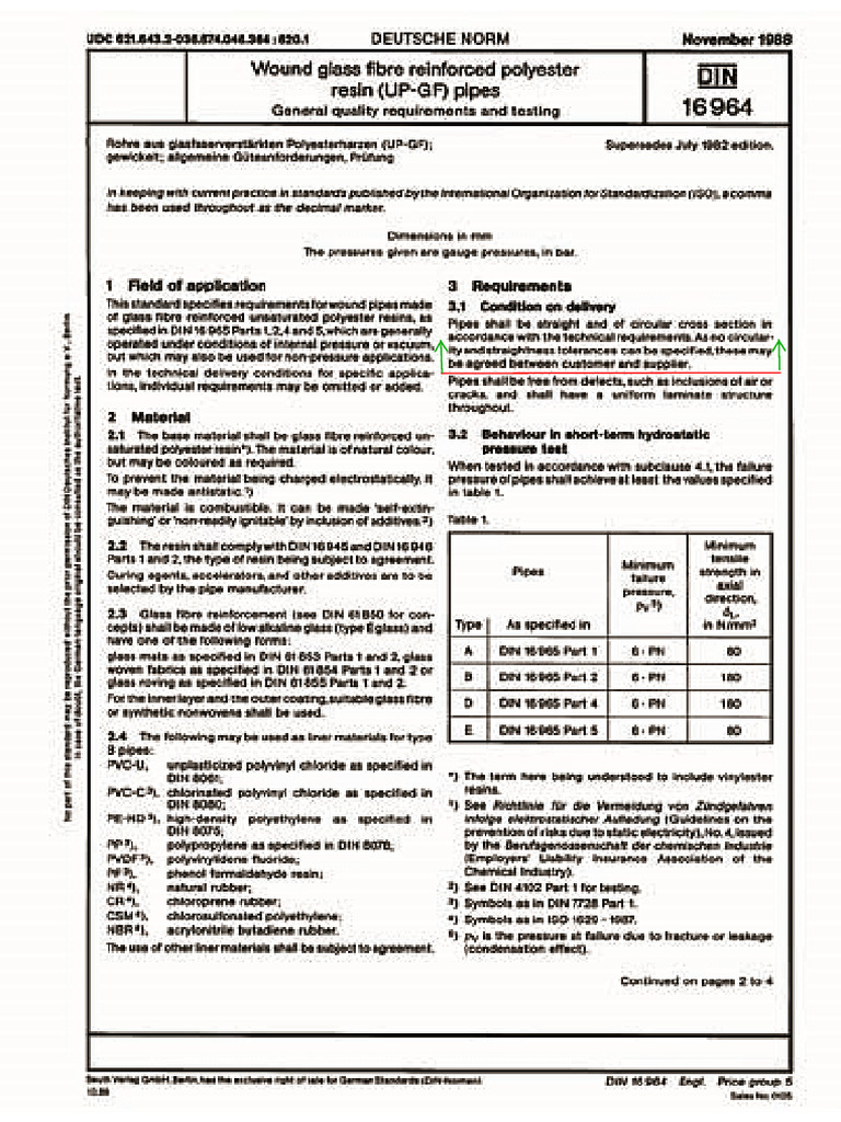 DIN 16964 P&F Requisitos (Falta PG 1) | PDF