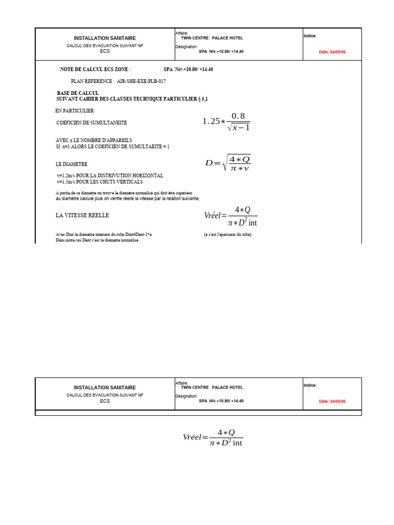 Note de Calcul ECS SPA+10.80 - 14.40 D.V | PDF