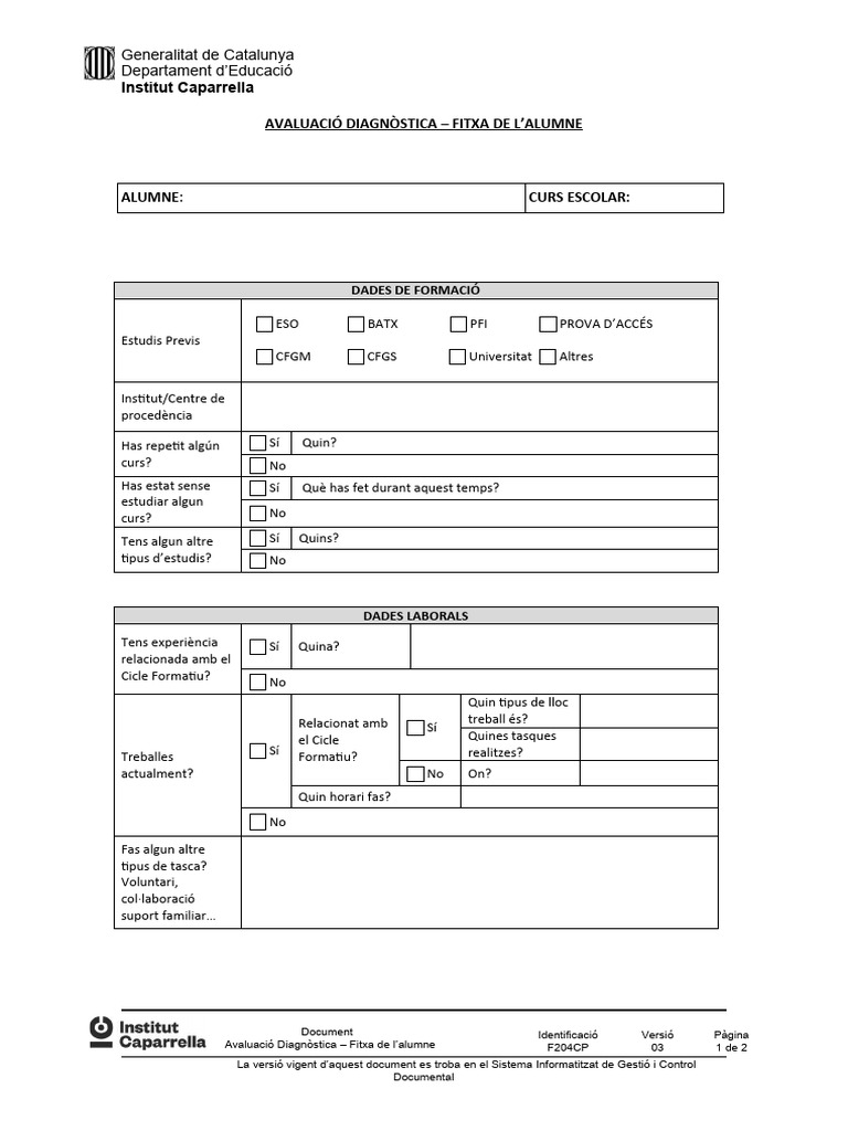Avaluació Diagnòstica | PDF
