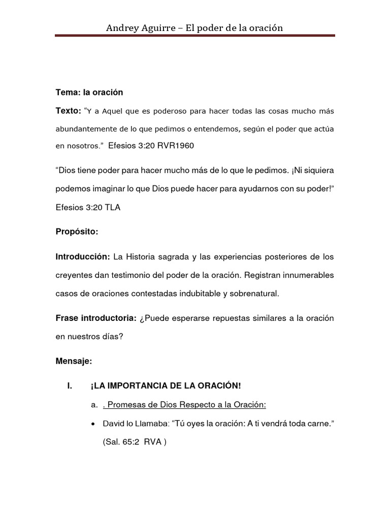 Andrey Aguirre El Poder de La Oracion | PDF | Oración | Creencia religiosa y doctrina
