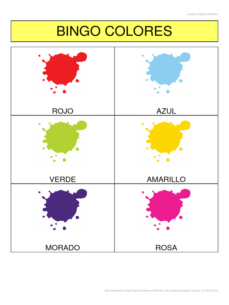 Bingo de Colores para Imprimir | PDF | Rojo | Amarillo