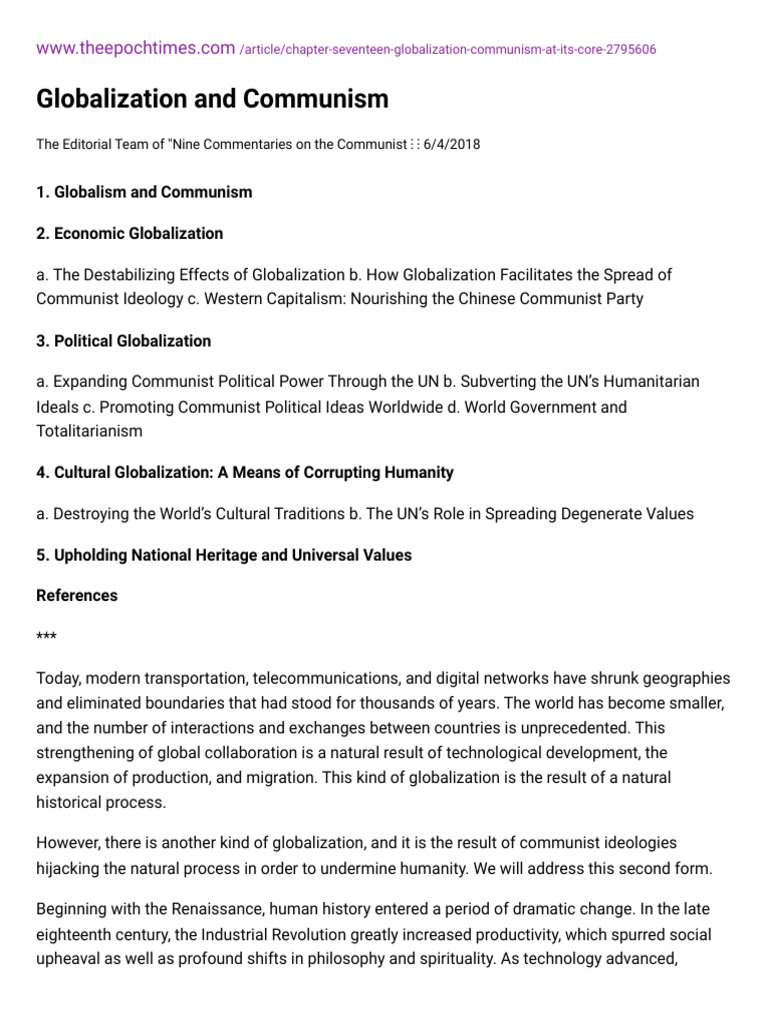 Globalization's Role in Communism's Spread | PDF | Communism ...