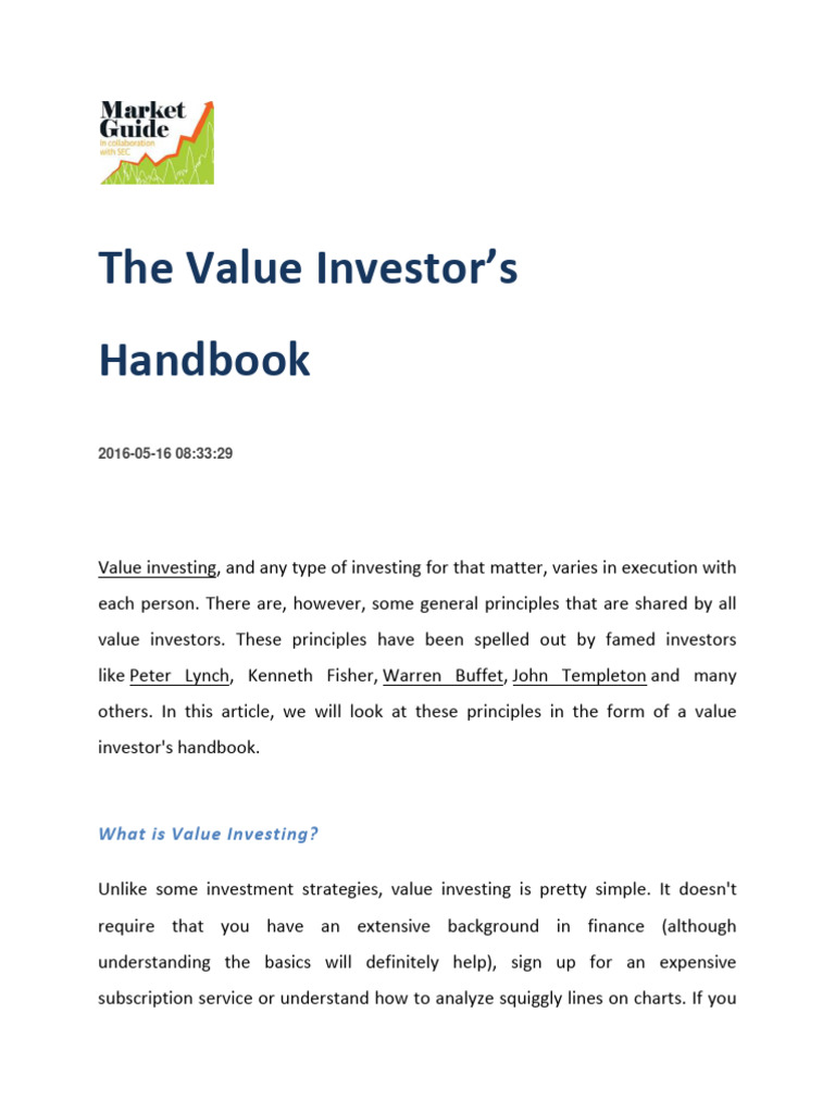 The Value Investor Handbook | PDF | Value Investing | Investing