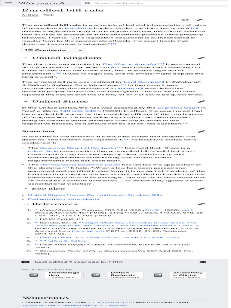 Enrolled Bill Rule - Wikipedia | PDF | Justice | Crime & Violence
