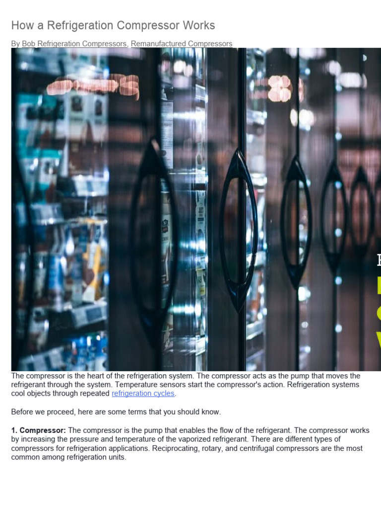 How a Refrigeration Compressor Works | PDF | Refrigerator | Thermodynamics
