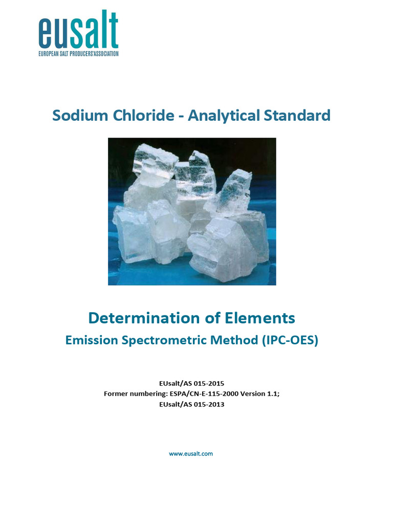 EuSaltAS015-2015 Elements - Emission Spectrometric Method ICP-OES | PDF | Detection Limit ...
