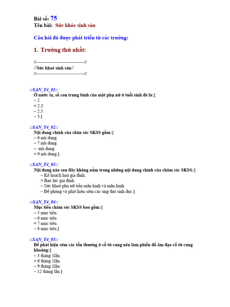 (123doc) Trac Nghiem Ve Suc Khoe Sinh San | PDF