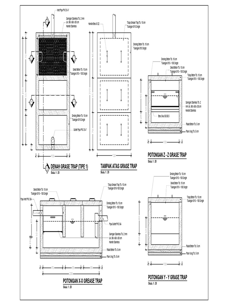 Gambar Grass Trap | PDF | Sewerage | Hydraulic Engineering