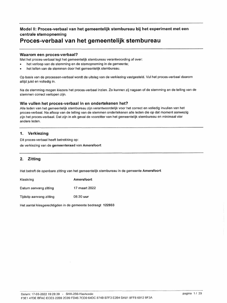 Proces-Verbaal Van Het Gemeentelijk Stembureau | PDF