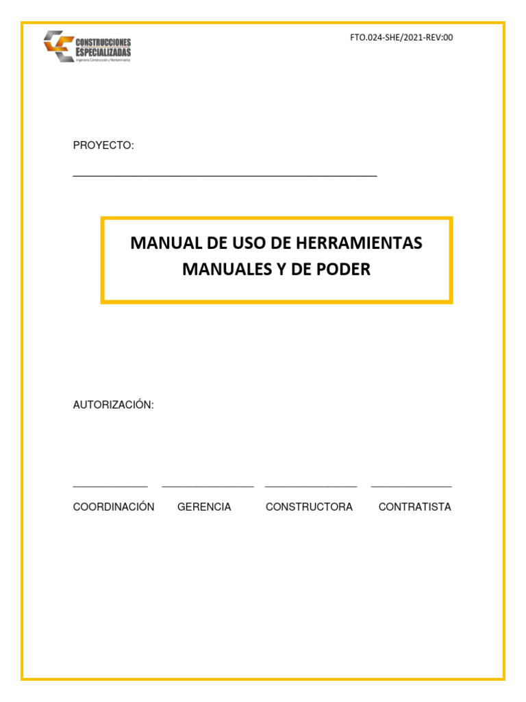 024.manual de Uso de Herramientas Manuales y de Poder Ce.2000 | PDF | Herramientas | Aislador ...