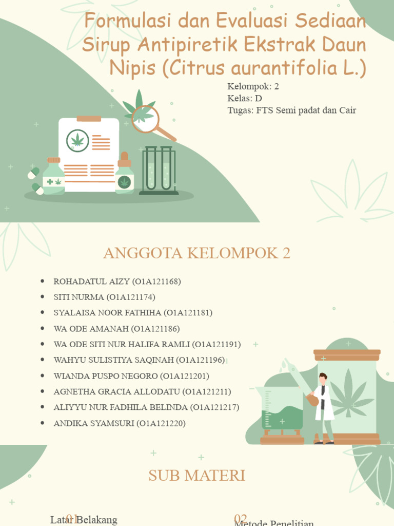 Formulasi Sirup Antipiretik Daun Nipis | PDF | Memasak, Makanan ...