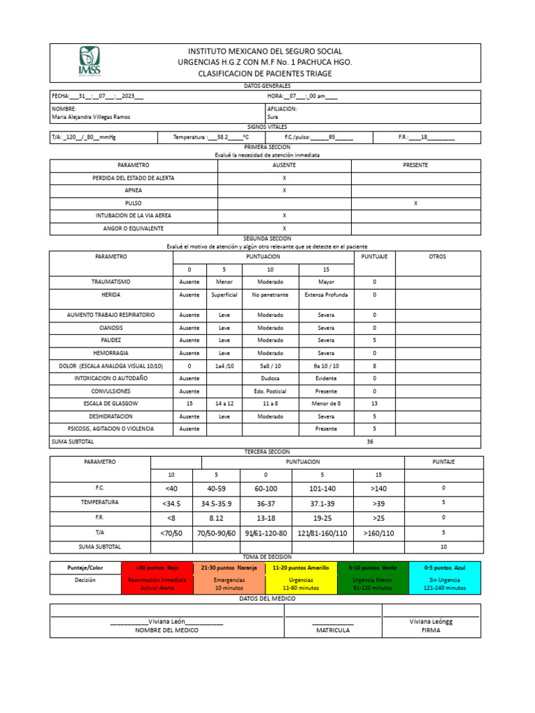 Hoja Triage | PDF | Emergencias Médicas | Enfermedades y trastornos humanos