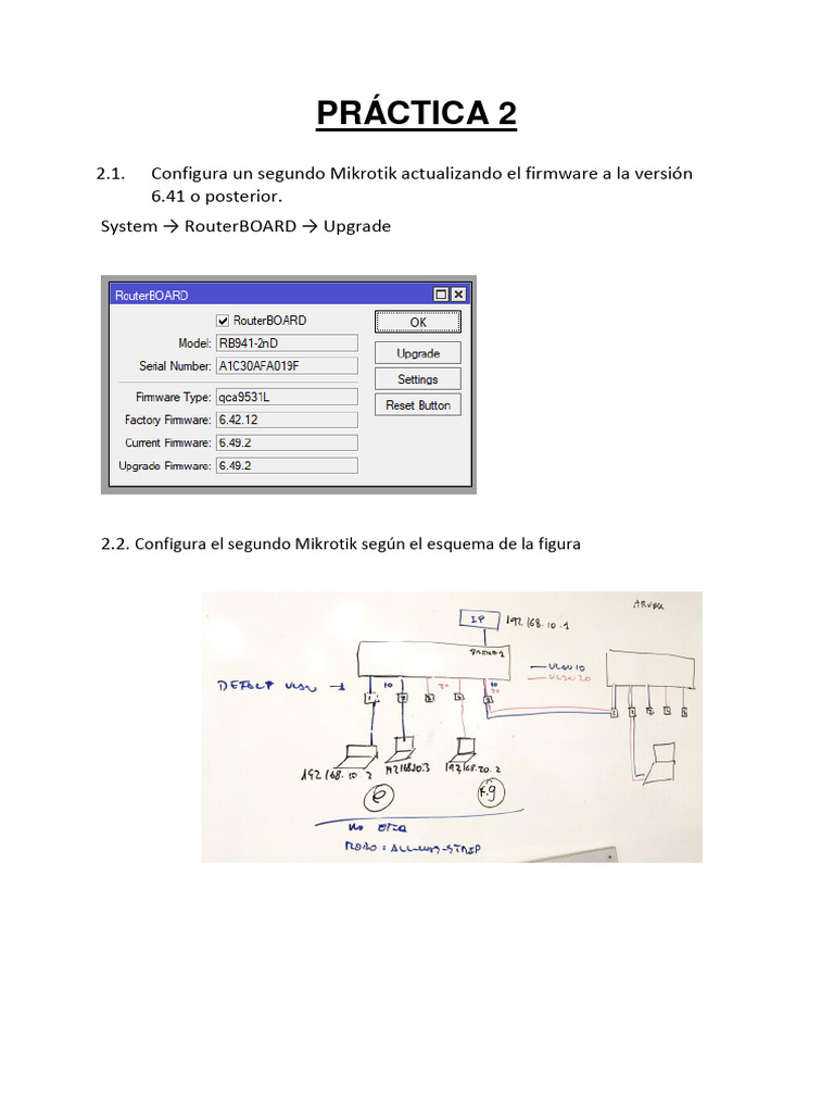 Práctica 2 Tema 3 Mikrotik | PDF