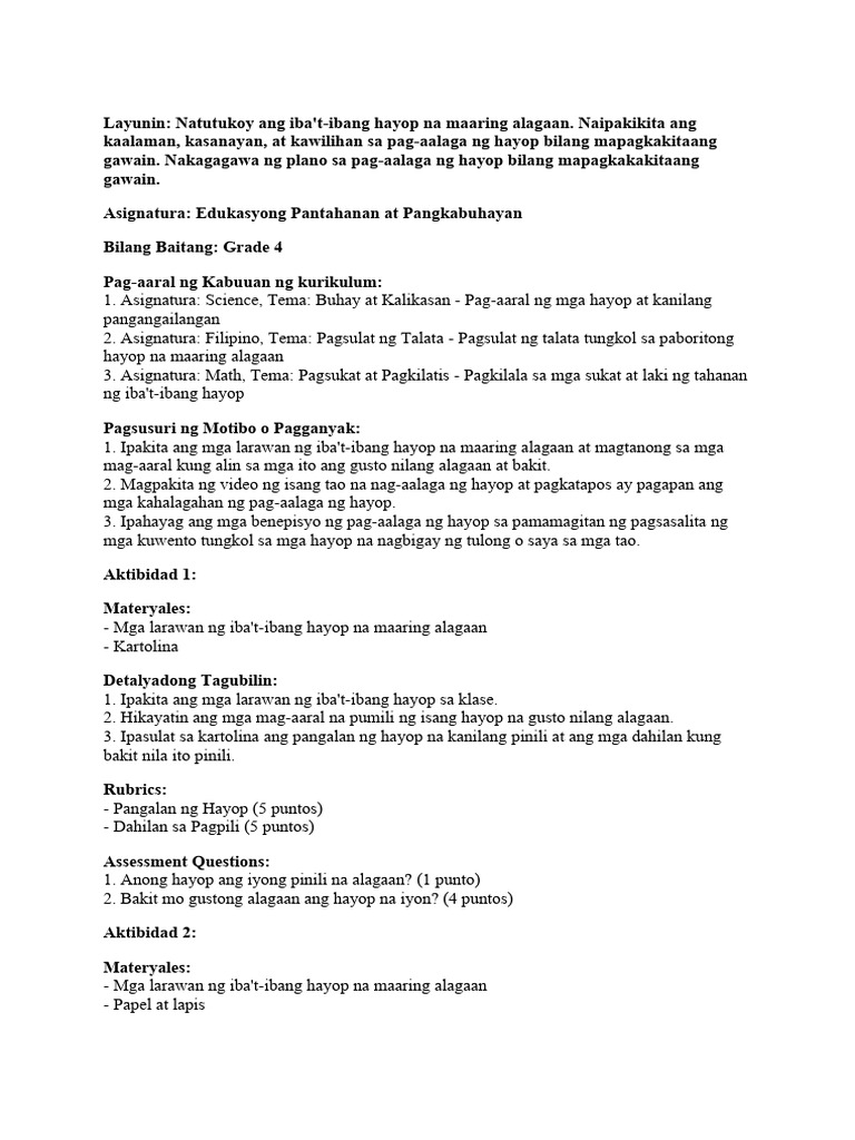 Lesson Plan in Epp | PDF