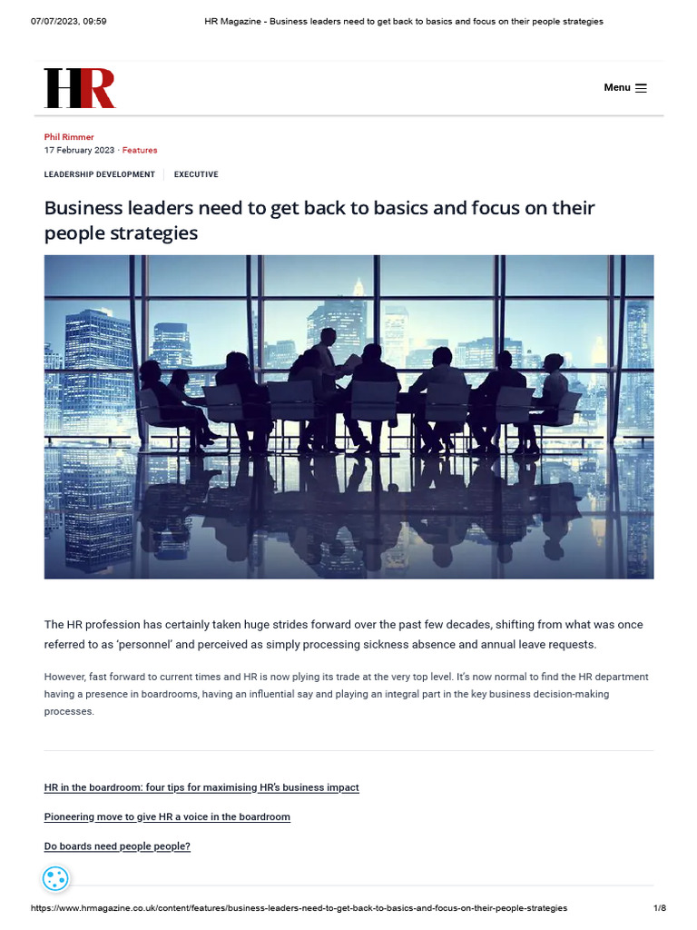 HR Magazine - Business Leaders Need To Get Back To Basics and Focus On ...
