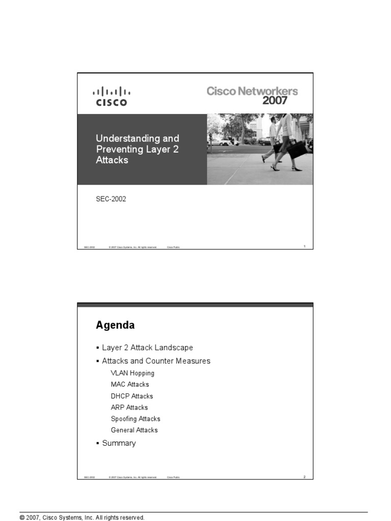 Understanding and Preventing Layer 2 Attacks: Agenda | PDF | Ip Address | Network Switch