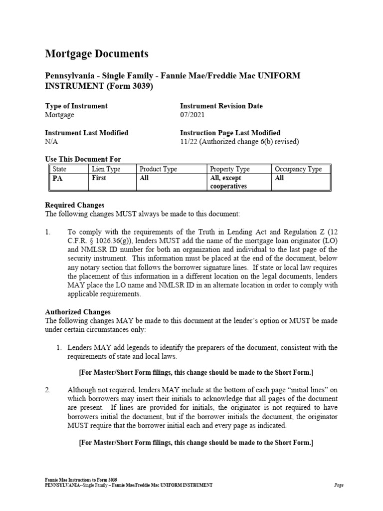 Form 3039 - Pennsylvania Mortgage Instructions 07 - 2021 (Rev. 11 - 22 ...
