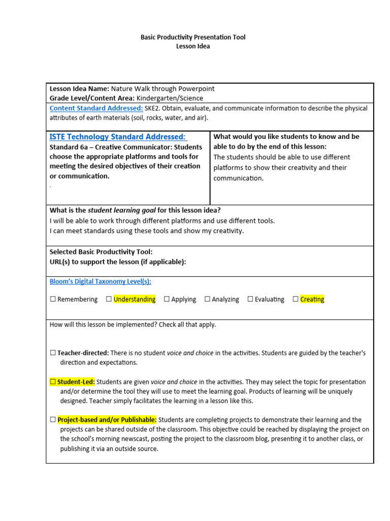 BPT Lesson Morrissa Oglesby | PDF | Project Based Learning | Cognition