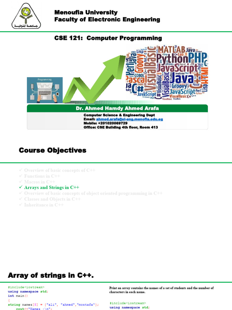 Lect 8 | PDF | C++ | Object (Computer Science)