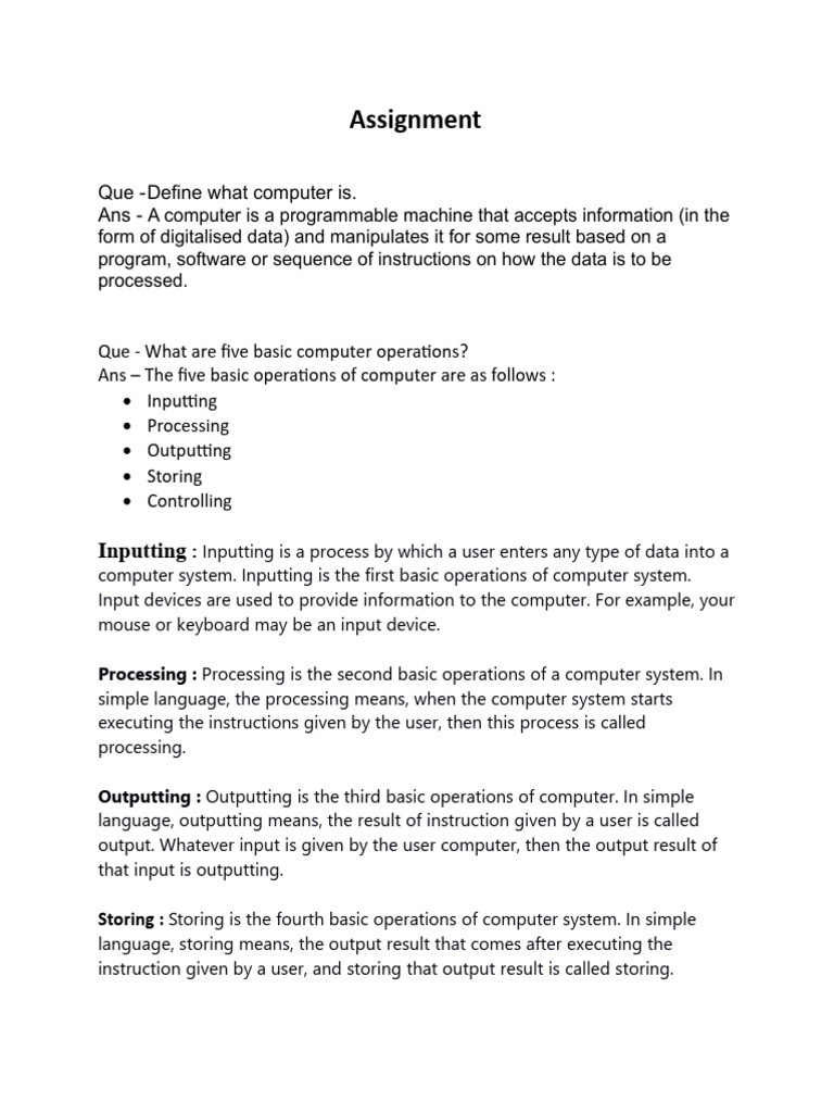 Assignment | PDF | Input/Output | Operating System