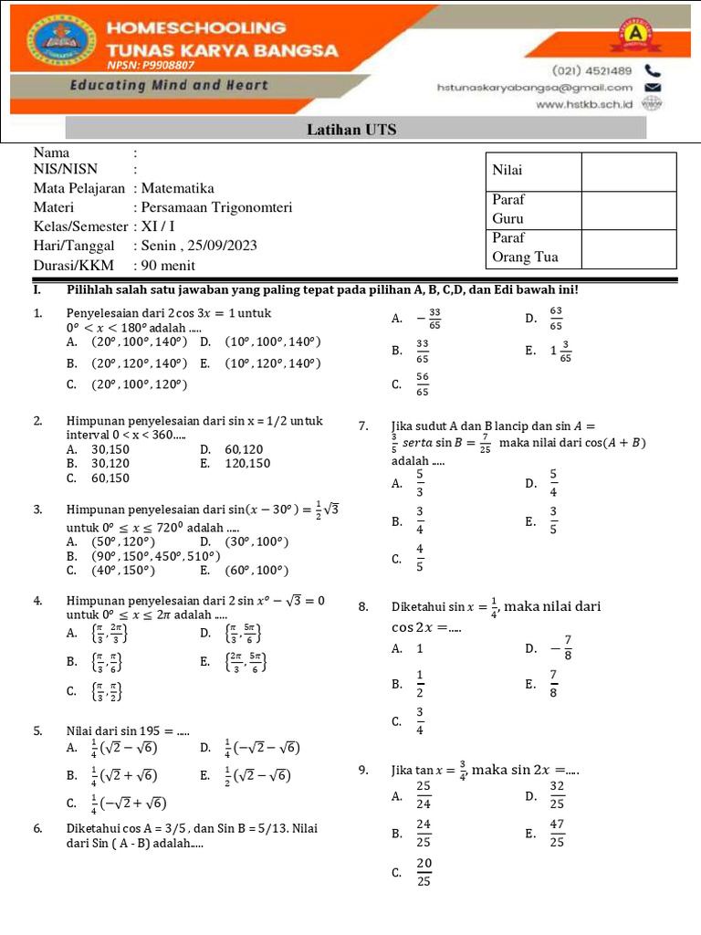 PTS MTK Minat XI 25 Sept 2023 HSTKB | PDF