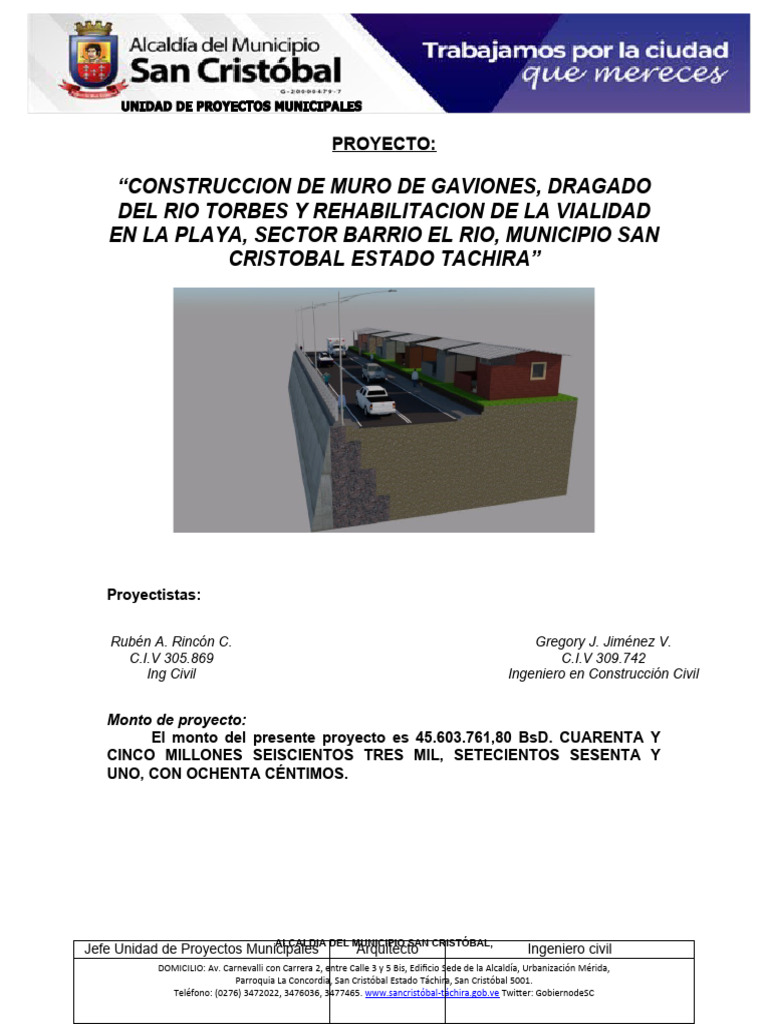 Proyecto Muro de Gaviones en Táchira | PDF | Río | Inundar