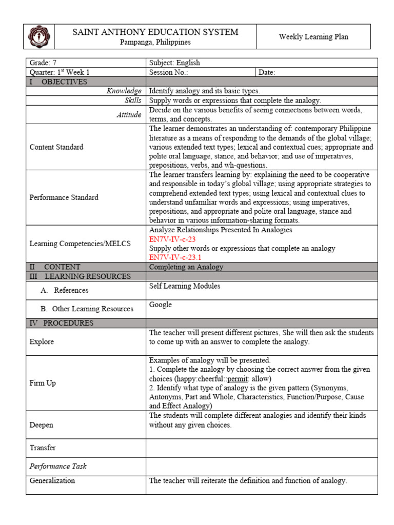 English7 Q1 W1 Pdf Analogy Learning