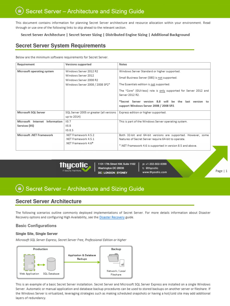 Silo - Tips - Secret Server Architecture and Sizing Guide | PDF | World ...