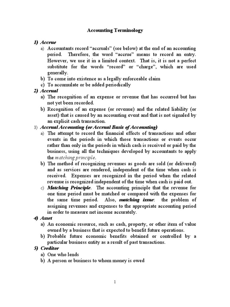 Accounting Terminology | PDF | Accrual | Revenue