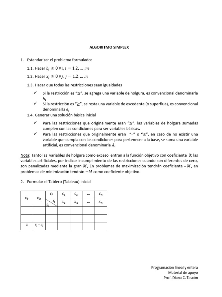 Algoritmo Simplex | PDF | Lógica matemática | Análisis numérico