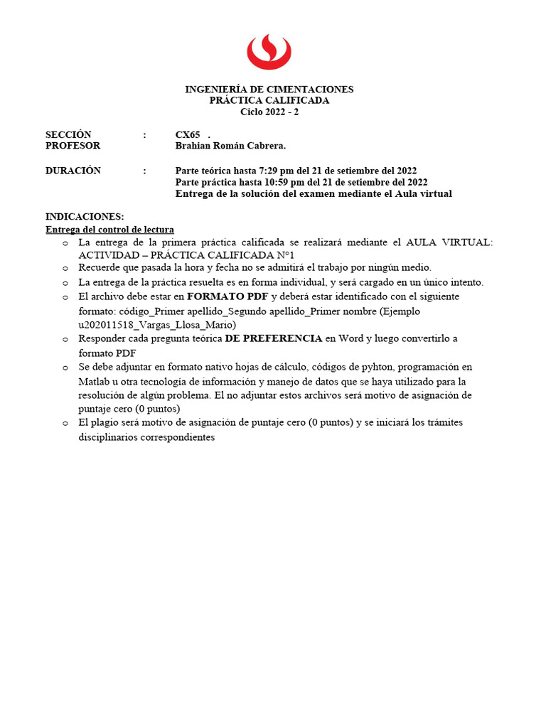 PC 1 Preguntas de Cimentaciones | PDF | Informática