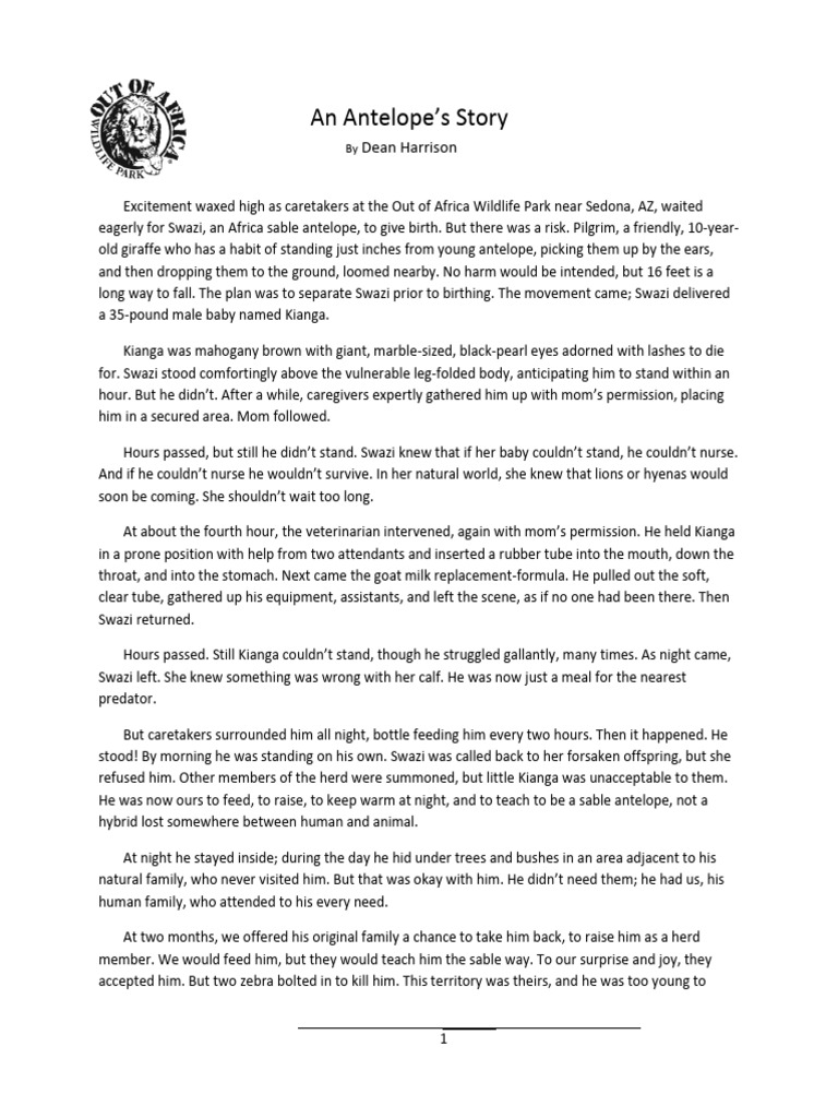 An Antelope Story | PDF | Mammals