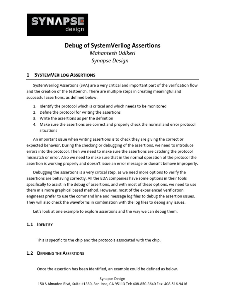 Synapse - Debug of System Verilog Assertions | PDF | Software ...