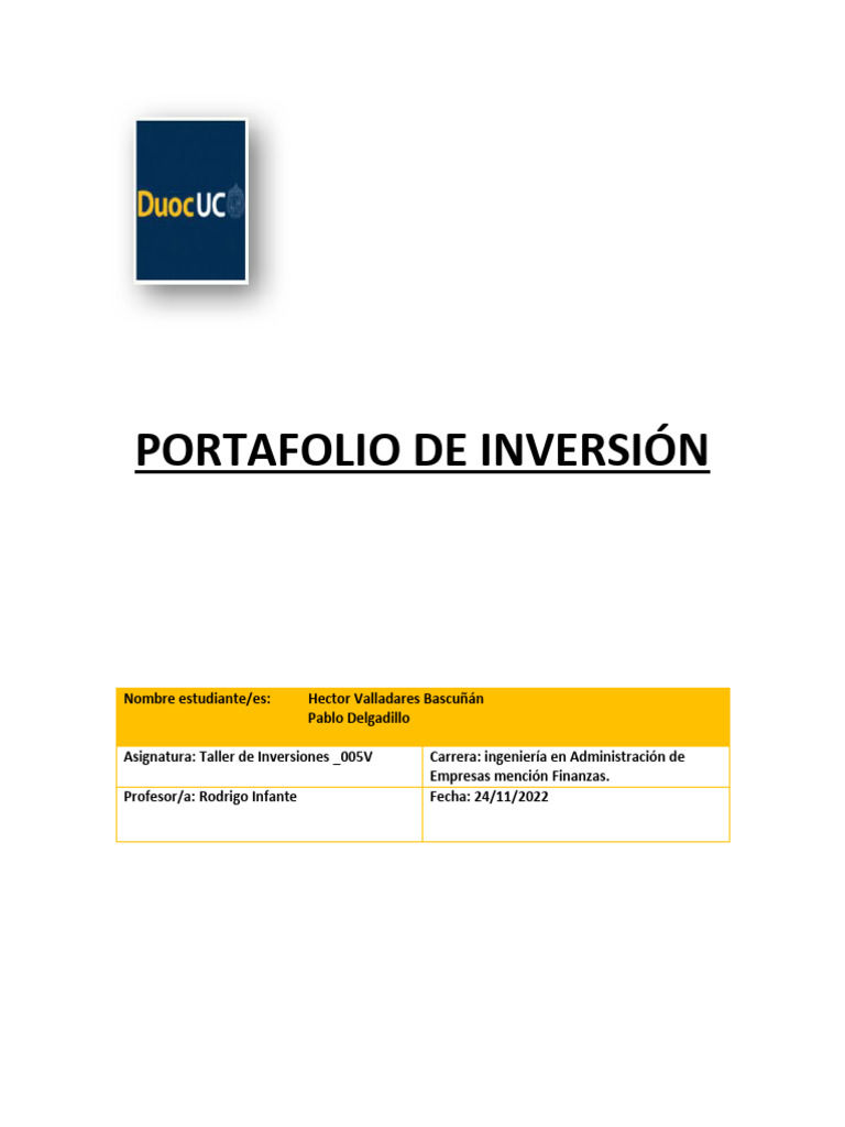 INFORME INVERSION PORTAFOLIO 5DATOS L | PDF | Portafolio (Finanzas)