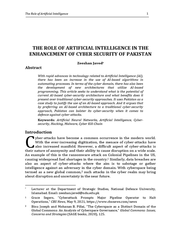 The Role of Artificial Intelligence in The Enhancement of Cyber ...