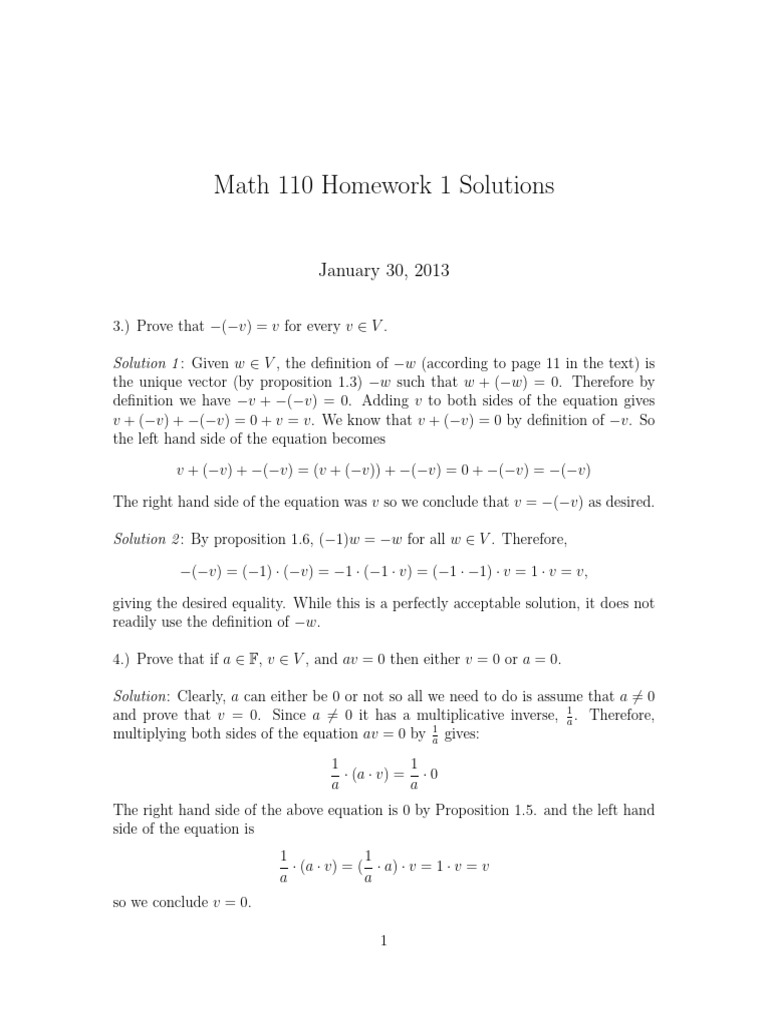 Homework 1 - Solutions | PDF | Linear Subspace | Vector Space